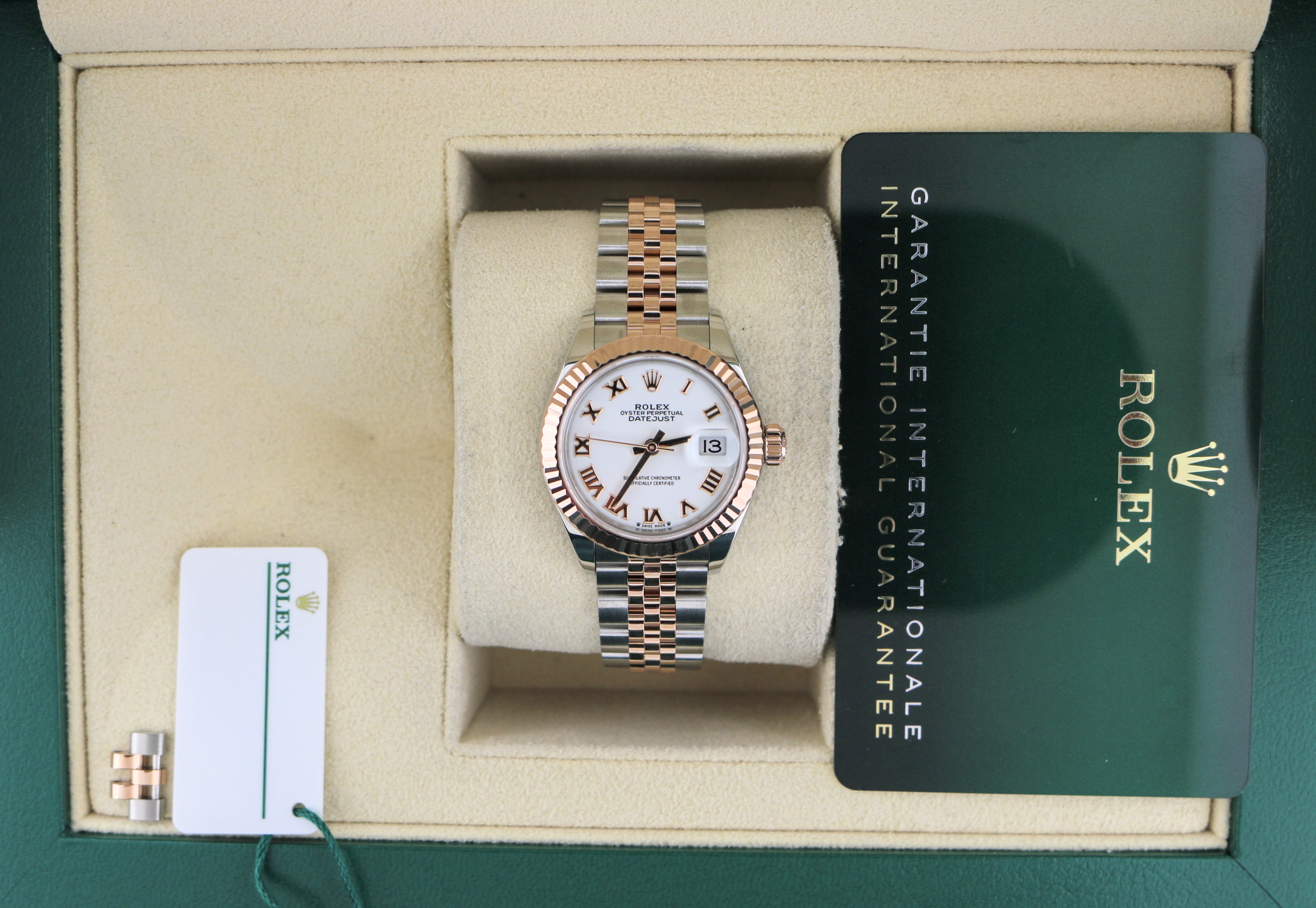 2023 Rolex Ladies Datejust 279171 White Roman Dial TT Rose Jubilee Pap ...